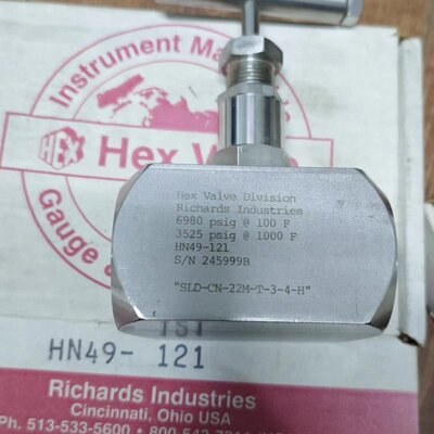 议价Richards Industries六角阀HN49-1HN49-2HN49-3