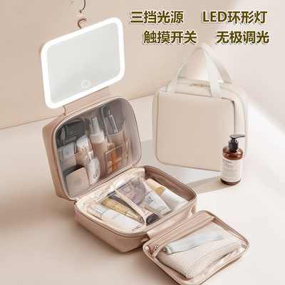 可尤束化妆镜带灯便携式随身化妆包女2025新款高端大容量旅行收纳