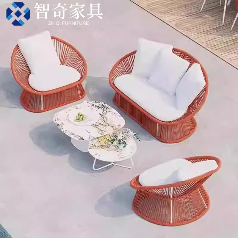 户外藤编沙发休闲小区庭院花园商用外摆茶室坐凳桌椅组合室外家具
