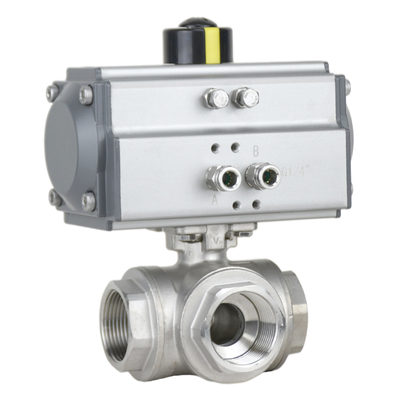 Q614/5F-16P换向阀转向阀L/T型不锈钢丝扣气动三通球阀DN20 25 32