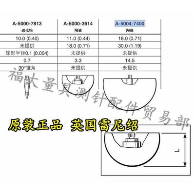 原装雷尼绍A-5004-7400 REVO测针三坐标专用测针M2 (陶瓷半球形)