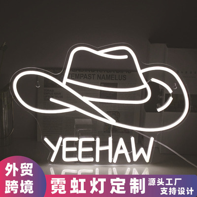 YEEHAW牛仔帽LED发光字母灯