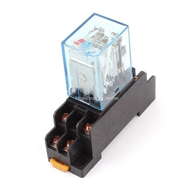 中性小型电磁继电器LY2N-J DC12V 红灯中间继电器配PTF08A 底座