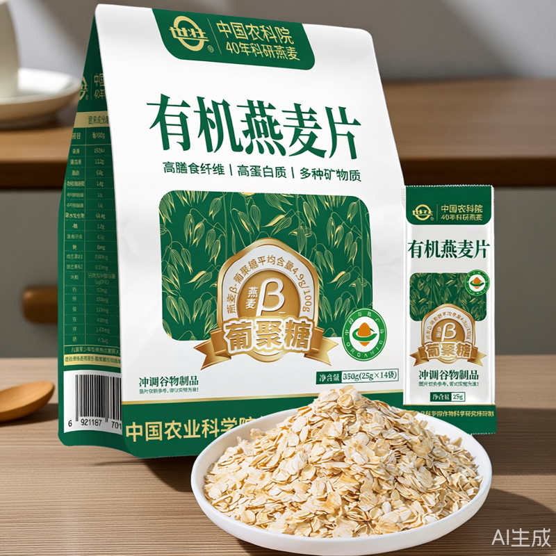 中国农科院有机纯燕麦片冲泡即食高纤健身代餐燕麦片营养早餐麦片