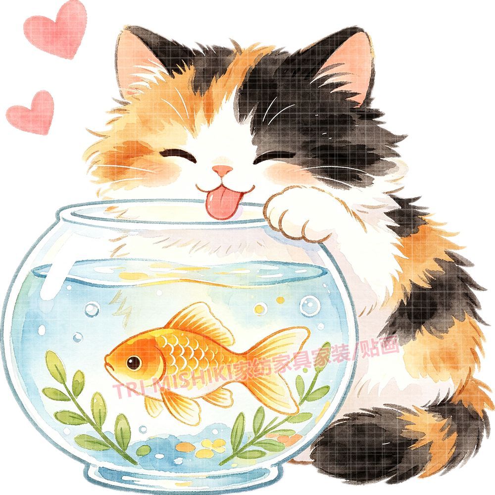 超萌可爱小猫贴纸新款卧室衣柜门窗贴画防水自粘遮丑墙贴防水贴车
