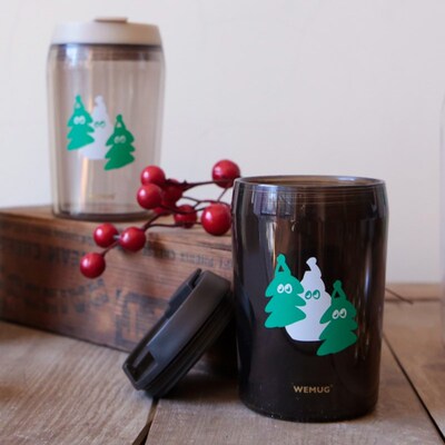 精选香港WEMUG咖啡杯隔热双层塑料便携随手杯吸管翻盖随行水杯Jaz