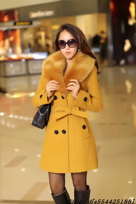 Women length woolen coat winter overcoat girl warm wool coat
