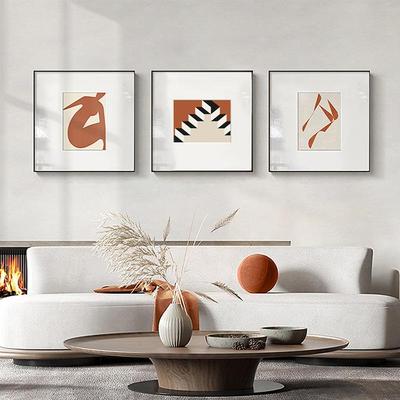 巧塑 现代简约客厅装饰画三联餐厅挂画橙色人物壁画抽象静物画