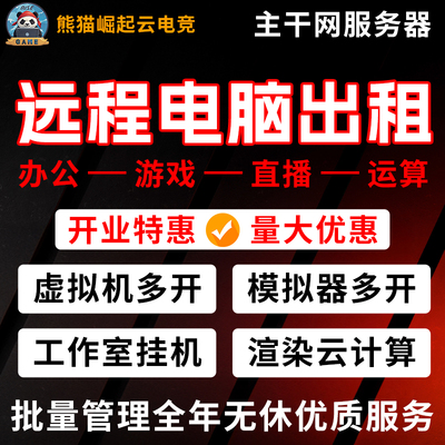 远程电脑出租物理机主干网服务器游戏工作室租机模拟器多开独显