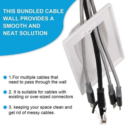 8 Pcs Sinfgle Gang Bundled Cable Wall Plate Recessed Interna