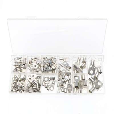 110pcs盒装镀锡窥口端子 铜鼻子防水接线端子裸端子冷压SC10-SC70