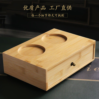 gju8酒店木制一次用品单层整理盒收纳盒浴室带抽屉易耗品黑胡桃木