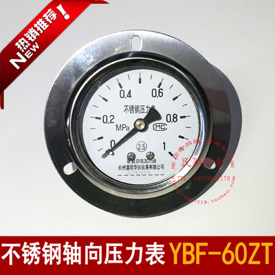 富阳华仪 全不锈钢轴向带边压力表 Y-63BF YBF-60ZT 盘装