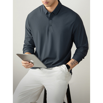 高弹免烫无痕长袖POLO衫休闲商务