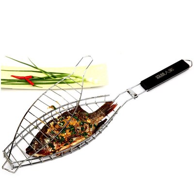 BBQ烧烤工具不锈钢烧烤网烤鱼夹架子烤肉器烧烤篮子方型户外网片