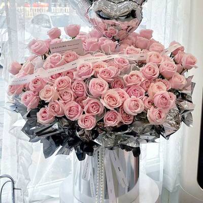 极速Balloon ghug bucket Rose bouquet Birthday Flowers Expres