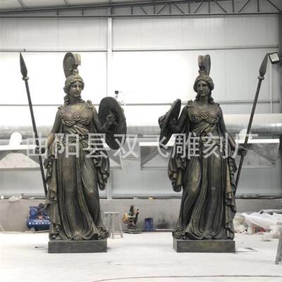 曲阳厂家制作西式人物铜雕玻璃钢雕塑仿铜武士铸铜欧式武士