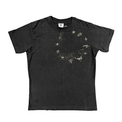 十卟SHIBU 厌世颓废复古印花teeOOTD打底衫 暗黑系Y2K创意短袖T