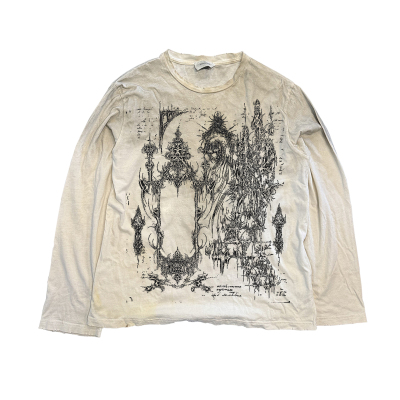 十卟SHIBU 轻亚穿搭日常暗黑系喷色印花摇滚朋克punk前卫长袖T恤