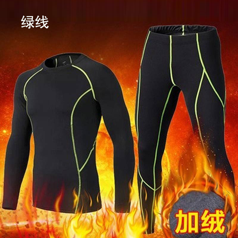 加绒紧身服套装男健身衣服运动速干训练晨跑步保暖衣打底篮球装备
