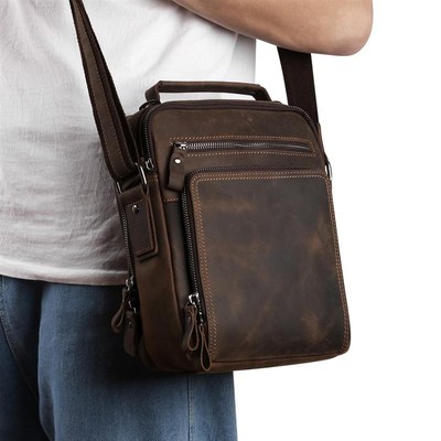 JOYIR New Genuine Leathevr Men Vintage Handbags Small Flap M