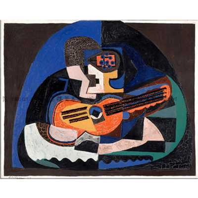 吉他和酒杯 Pablo Picasso 毕加索 装饰画P 客厅书房卧室酒吧餐厅