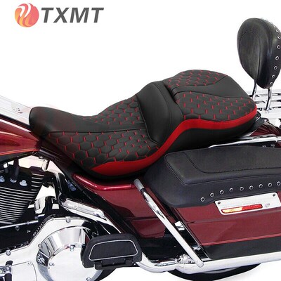 适用哈雷Electra 滑翔 FLHT 1997-2007 黑红S色骑手乘客座椅连体