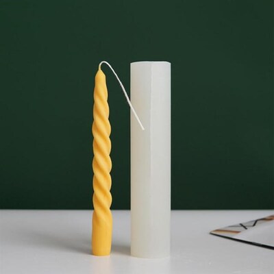 3D Twisted Long mBrush Holder Silicone Candle Making Mould D