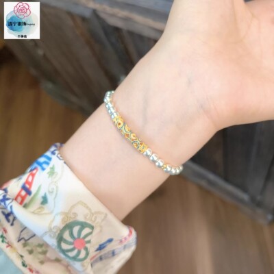 新中式蓝色花朵圆珠漫云吞吞手串