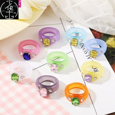 极速Hot sdale inlaid diamond resin index finger Knuckle ring