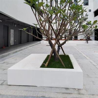 GRC树池坐凳定制UHPC混凝土泰科石花坛座椅玻璃钢景观弧形异形凳