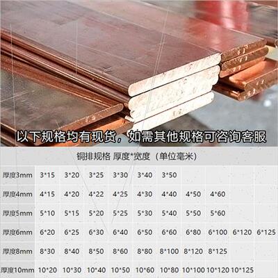 新品紫铜T2铜排扁条片加工接地圆边母线排零排I3*40mm零切6*30折