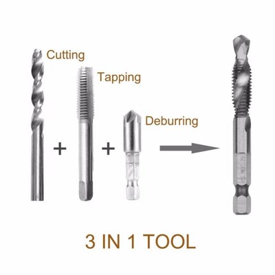 6pcs/set Hand Screw Threadw Metric Taps Drill Bits M3 M4 M5