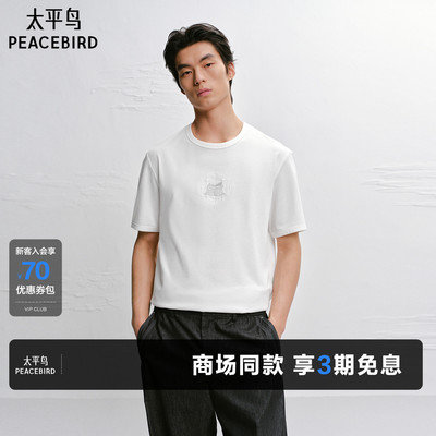 【商场同款】太平鸟男装 2026年夏季新款白色短袖T恤男B1CNG2218