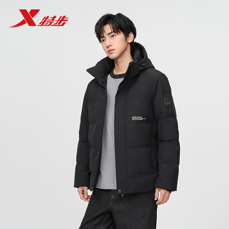 特步内里驭雪破界保温连帽羽绒服男2025冬新防风外套975429190199