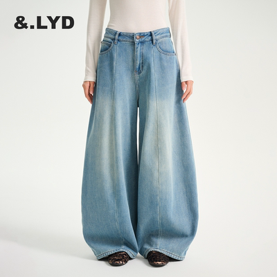 复古水洗加绒牛仔裤弯刀裤