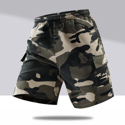 Mens Camouflage Cargo-Style Shorts Menswear Loose-Fit Summer