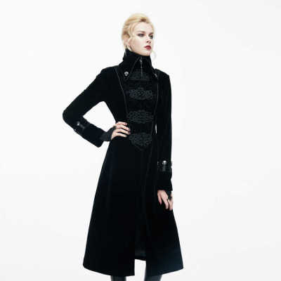 黑色丝绒大衣Devilfashion
