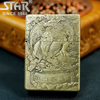 STAR恒星ST9黄铜重甲浮雕貔貅煤油打火机黄铜煤油机