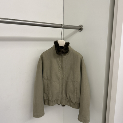 TMTE-冬上新复古松弛感毛领宽松内里兔毛保暖皮草外套269306