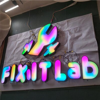 工厂LED全彩3D发光字炫彩RGB灯光创意3D打印不锈钢招牌亚克力灯箱