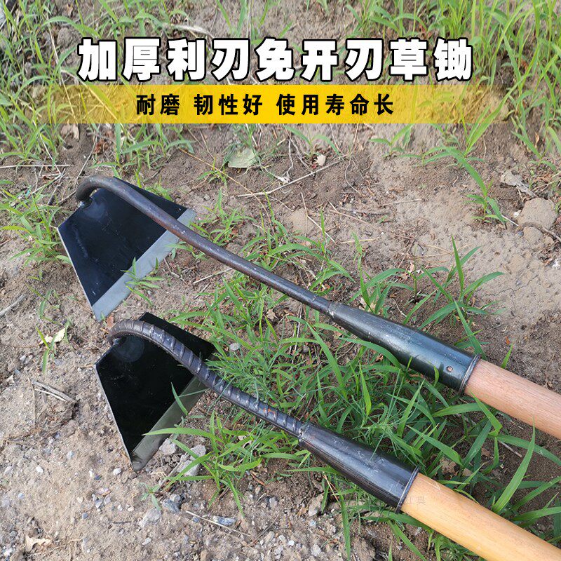 除草专用全钢锋利木柄锄开荒神器铲草种菜家用搂杂利器草锄头农用