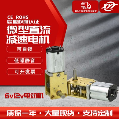 N20涡轮涡杆微型直流减速齿轮低速马达调速慢速电机6v12v小电动机