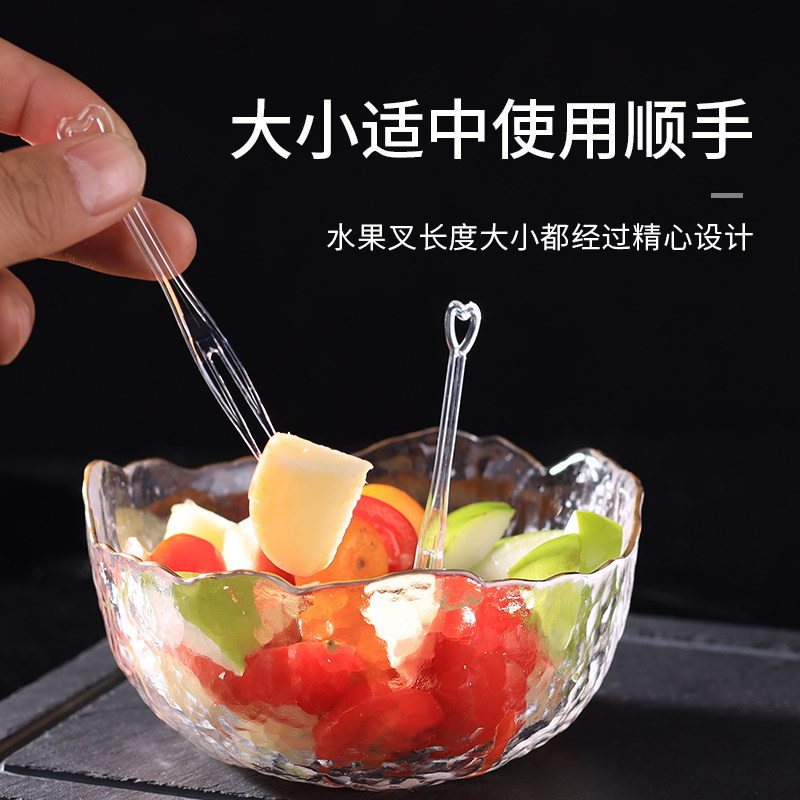 整件一次性叉子加厚蛋糕叉子塑料水果叉单独包装水果签点心水果插