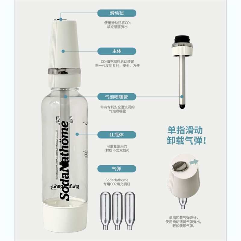 北欧欧慕气泡水机苏打水机家用气泡蛋原装气瓶CO2二氧化碳弹瓶