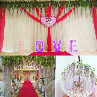 婚室庆装花仿真客厅内装饰塑料饰花000124假花藤绿叶藤条紫藤花厂