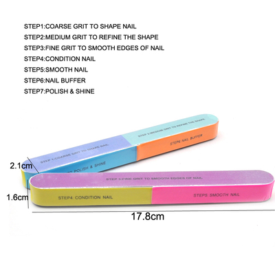 极速New 10 Pcs Nemon Color 7 Side Nail File Buffing Block Na