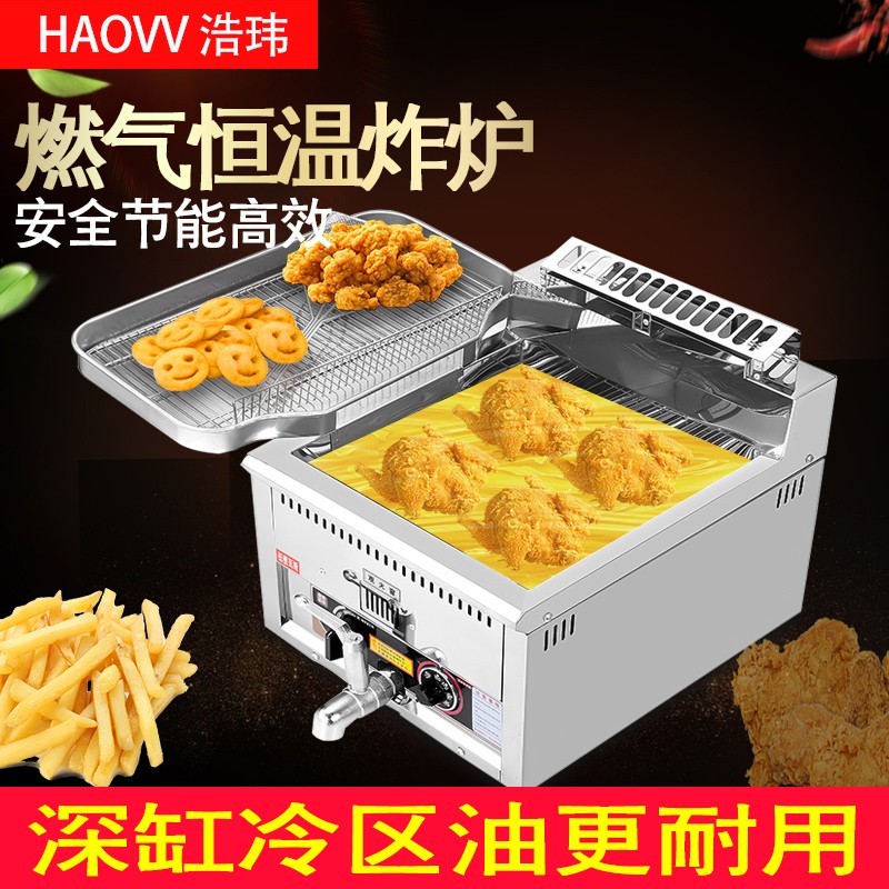 新品商用大容量台式油炸r锅恒温摆摊油条机天燃气炸炉炸串薯条鸡