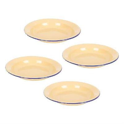 新品4Pcs Enamel Fruit Shallow Plate PJastry Tray Household