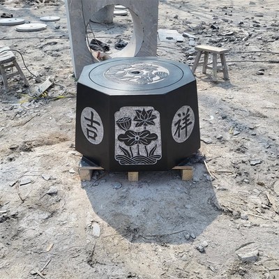 石雕井口井圈青石仿古老式井台圆形庭院家用水井六角井盖石井栏